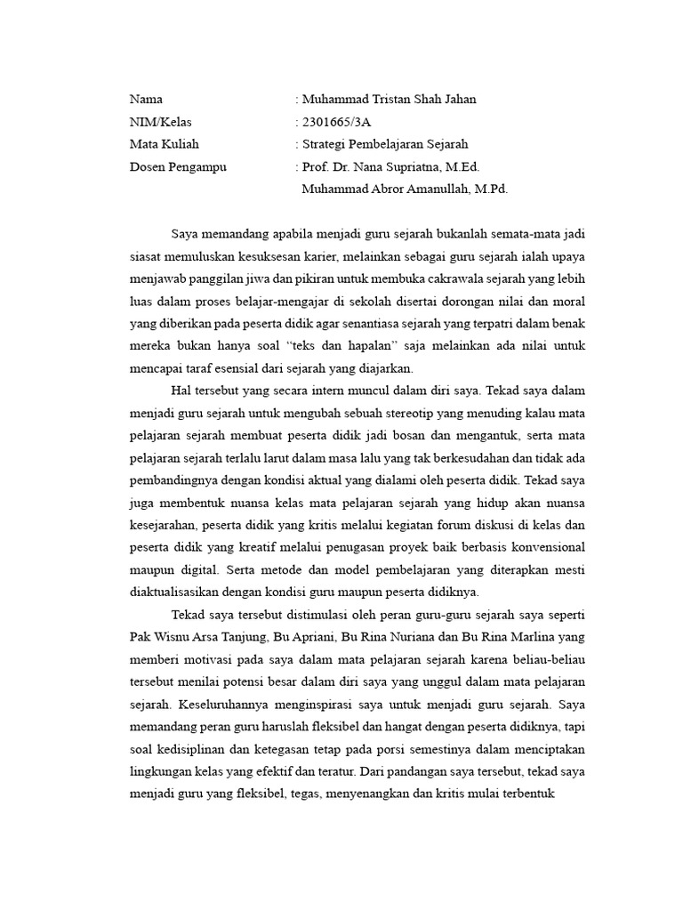 TUGAS 1 - Strategi Pembelajaran Sejarah - Muhammad Tristan Shah Jahan ...