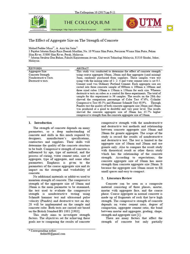 The Effect of Aggregate Size On The Stre | PDF | Concrete | Cement