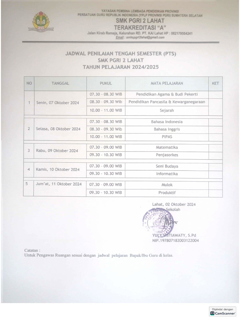 Jadwal PTS | PDF