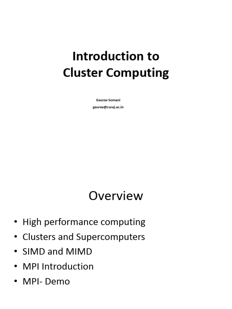 Introduction To Cluster Computing | PDF