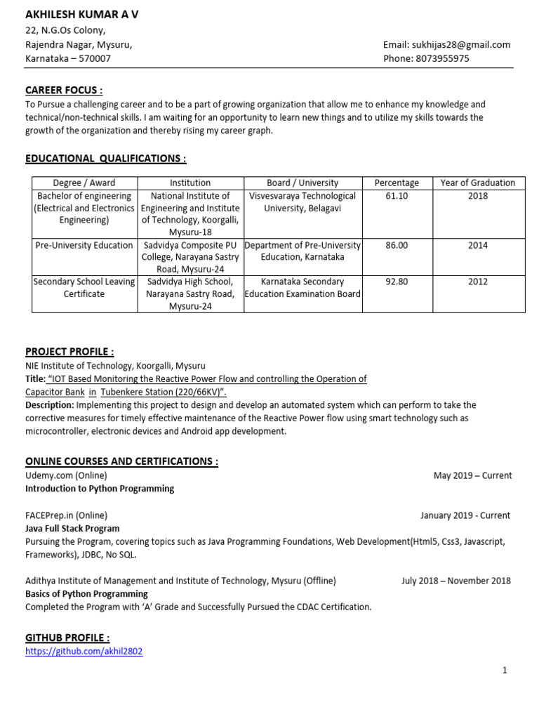 Akhilesh Resume | PDF