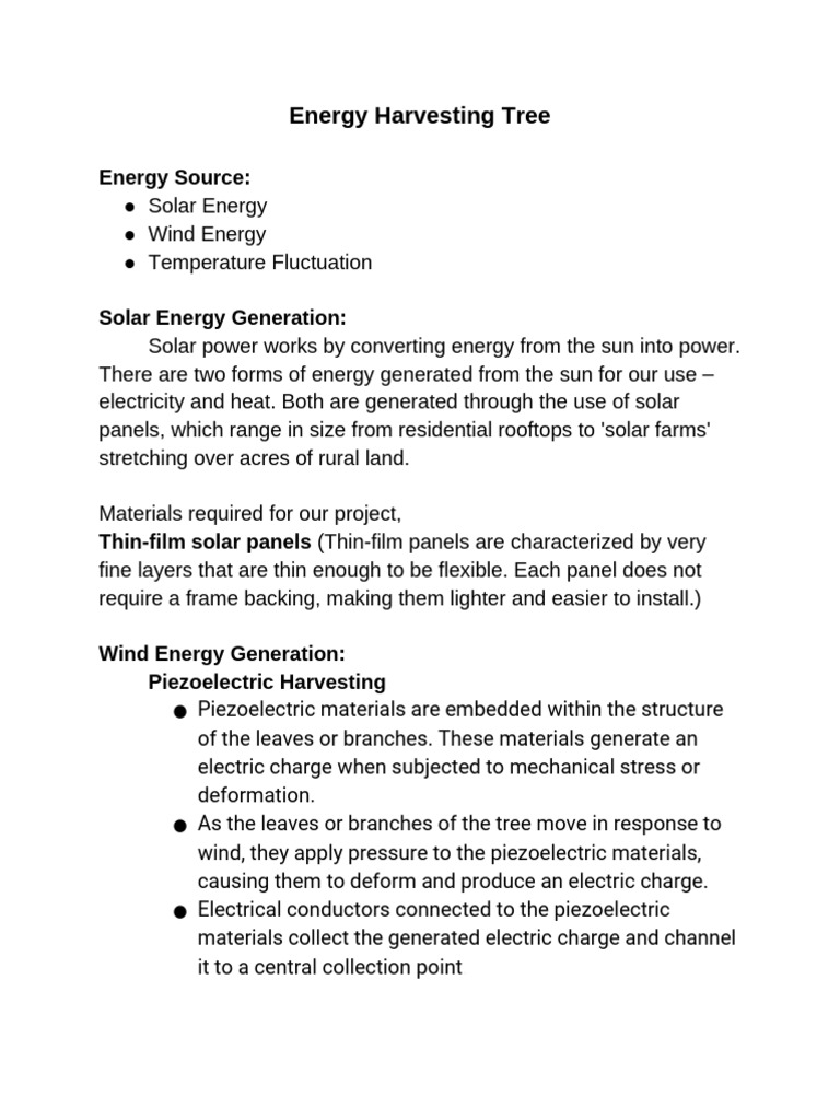 Energy Harvesting Tree | PDF