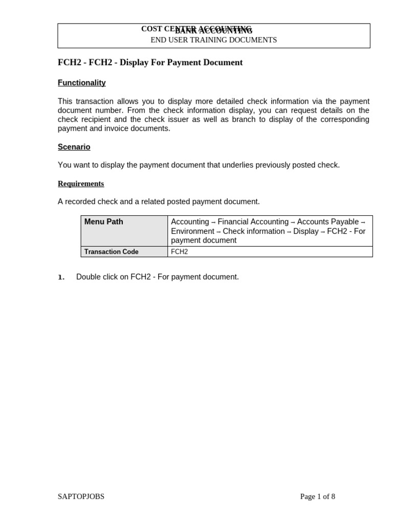 FCH2 Display For Payment Document | PDF