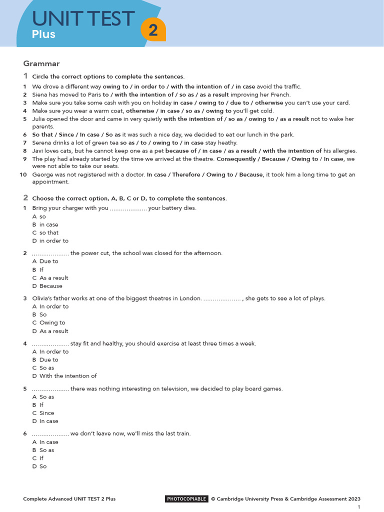 Unit Test 2 Plus | PDF
