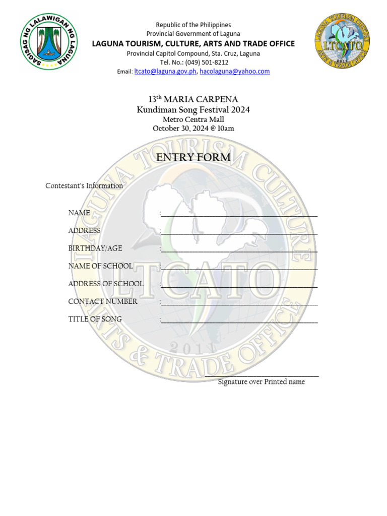 2024 Maria Carpena Entry Form | PDF
