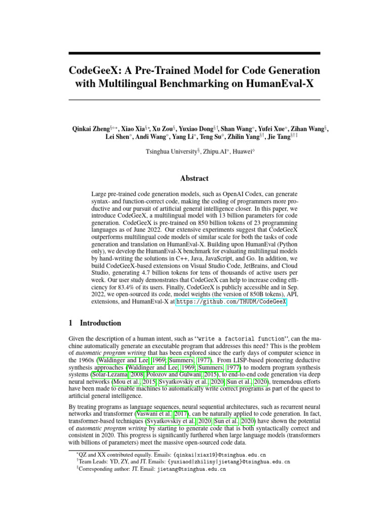 Codegeex: A Pre-Trained Model For Code Generation With Multilingual Benchmarking On Humaneval-X ...