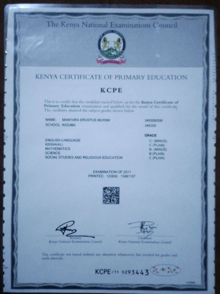Kcpe Cert | PDF