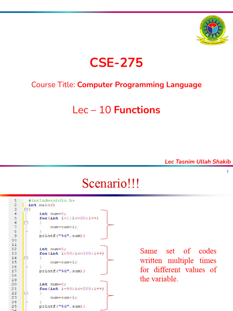 Lec 10 - Functions.pptx | PDF