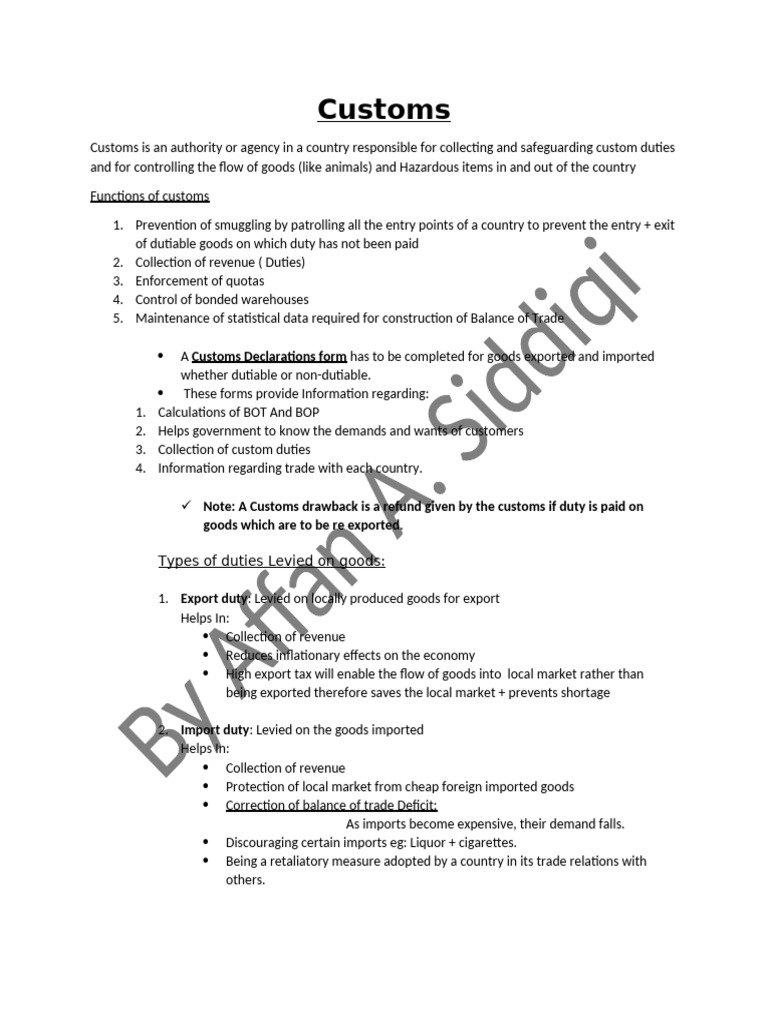 Customs | PDF