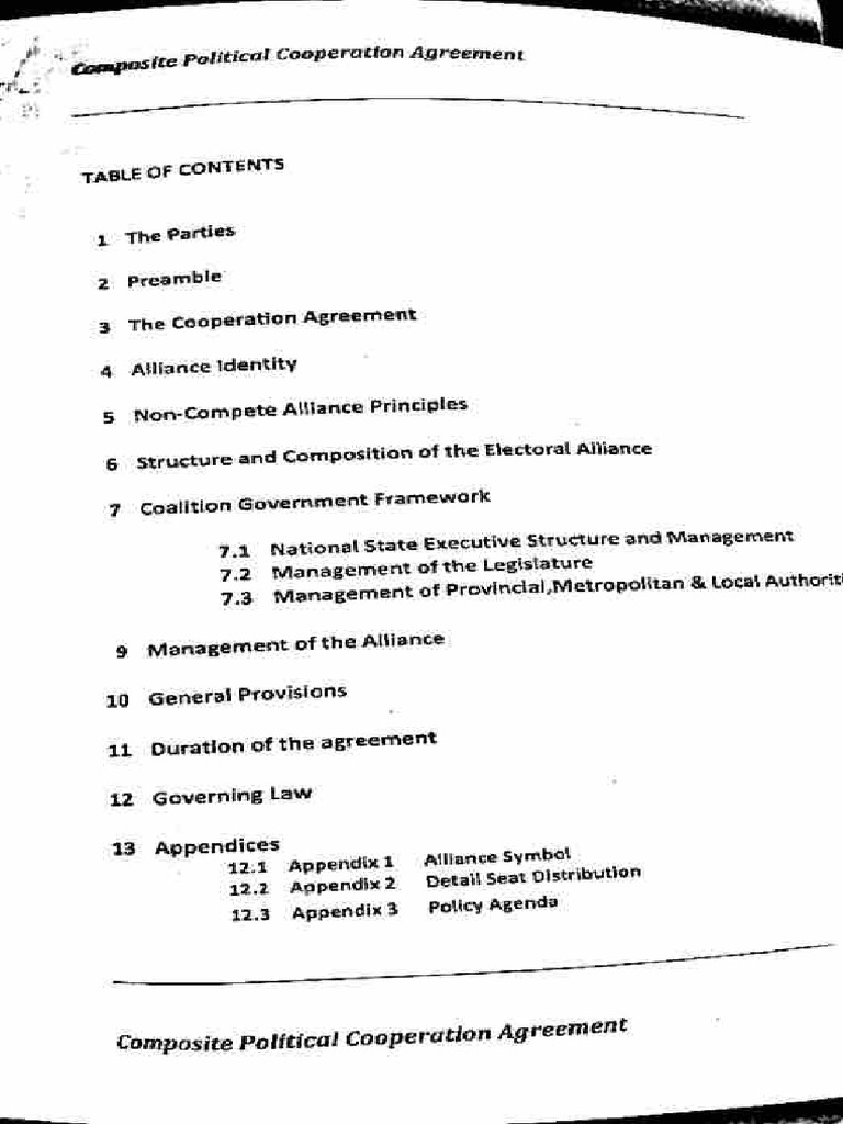 Tsvangirai's MDC-ALLIANCE Agreement | PDF
