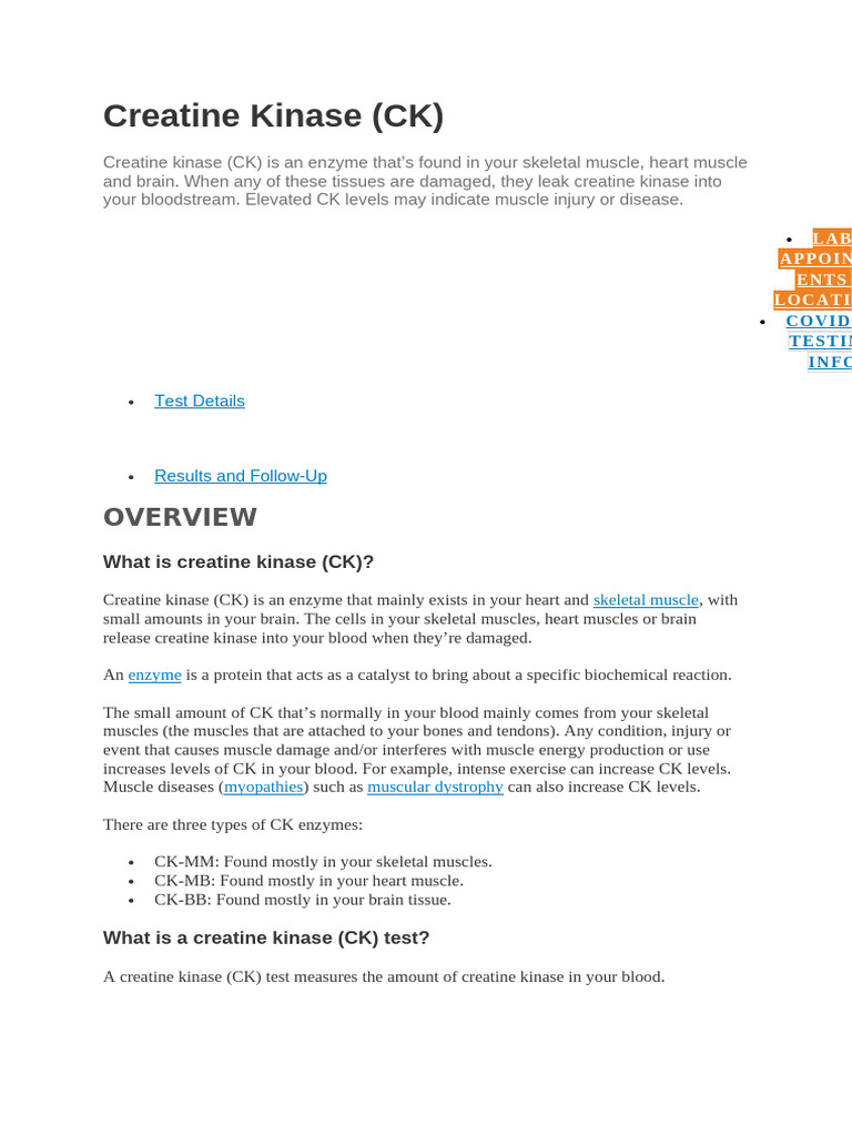 Creatine Kinase | PDF