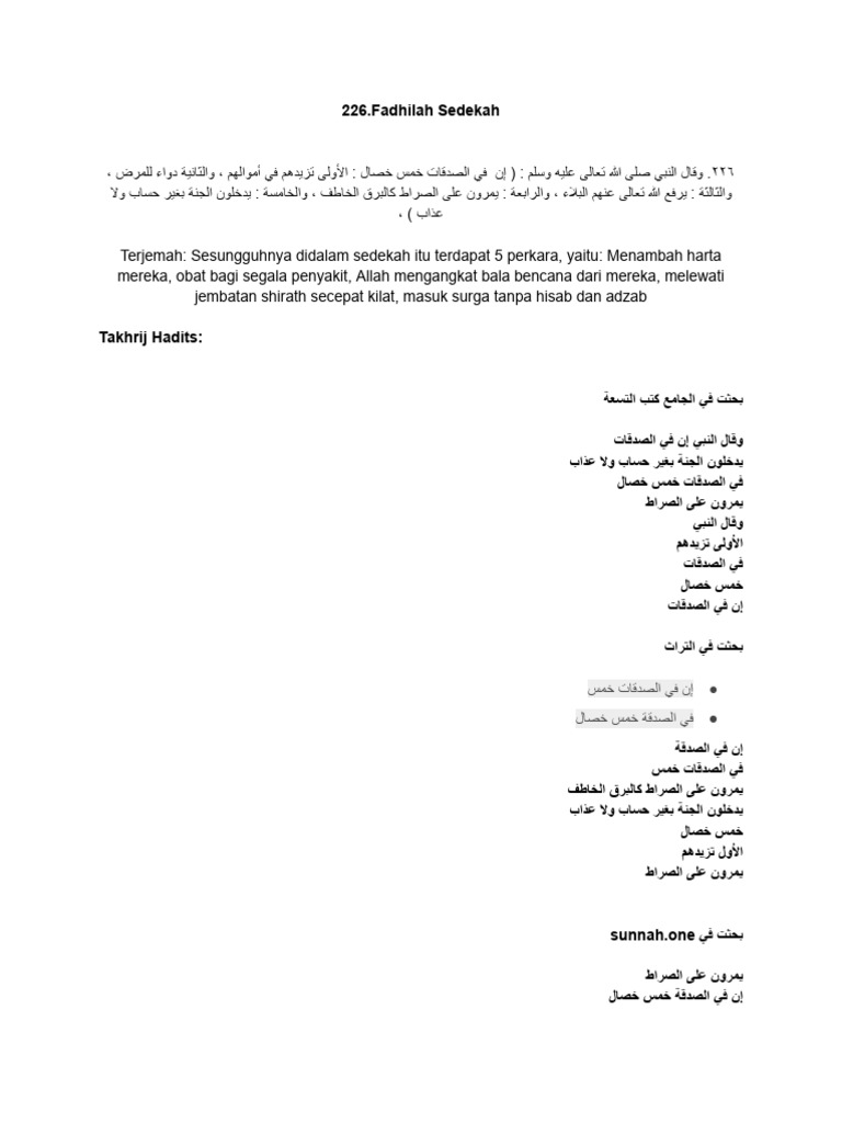 Fadhilah Sedekah | PDF | Islamic Belief And Doctrine