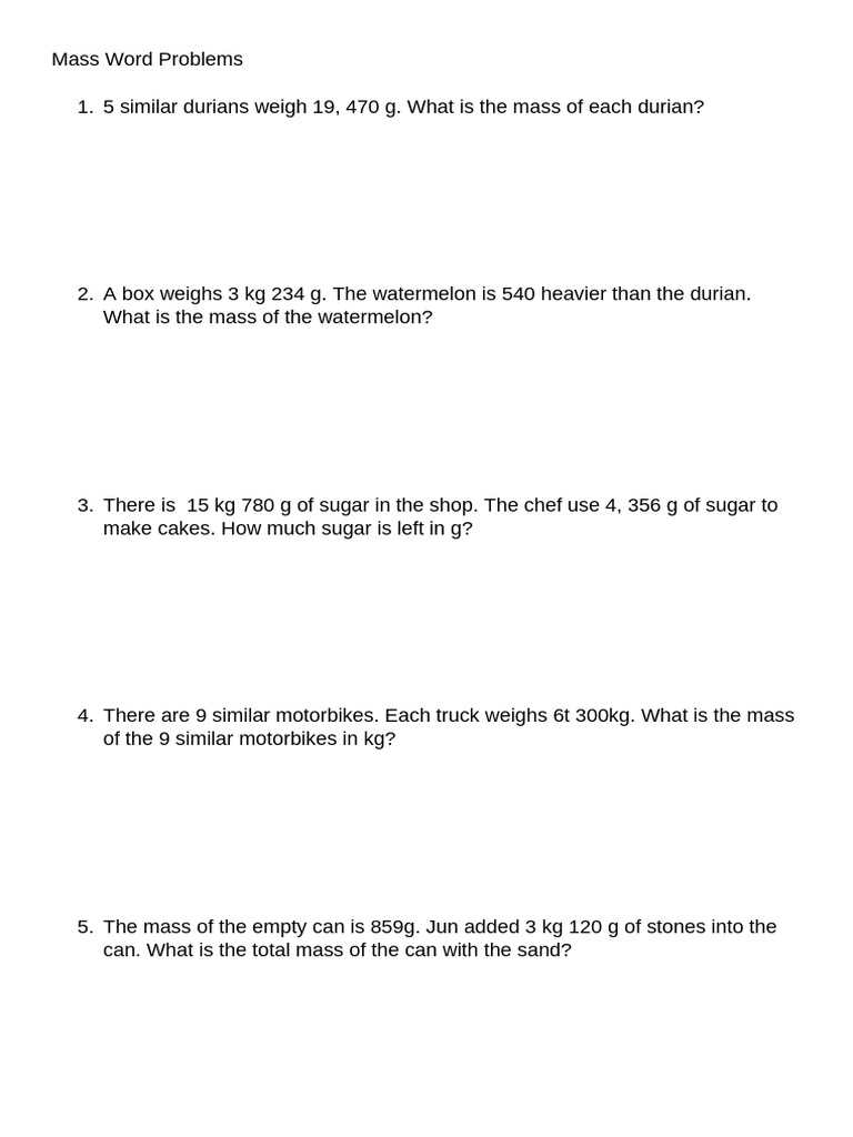 Maths Mass Problems | PDF