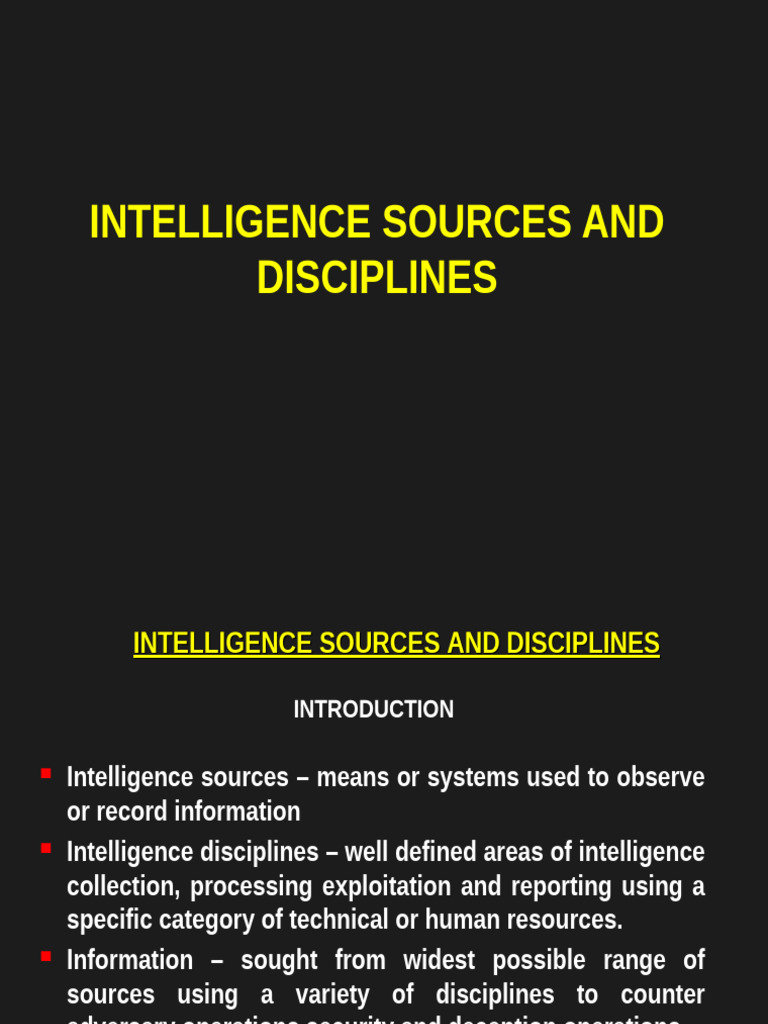 1.1. Intelligence Sources and Disciplines | PDF