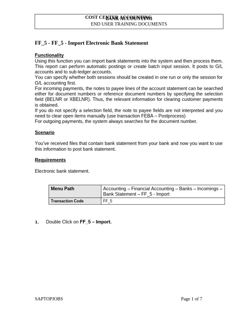 FF - 5 Import Electronic Bank Statement | PDF