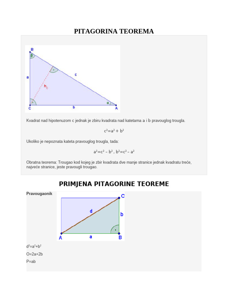 Pitagorina Teorema | PDF