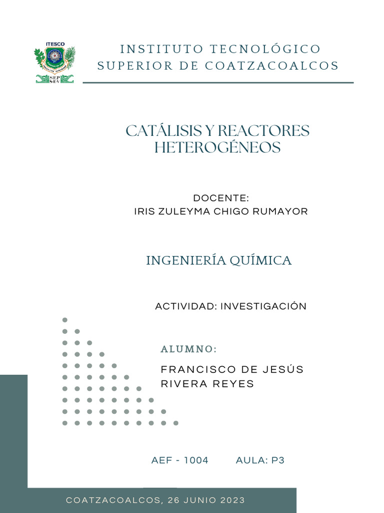 Catálisis y Reactores Heterogéneos | PDF