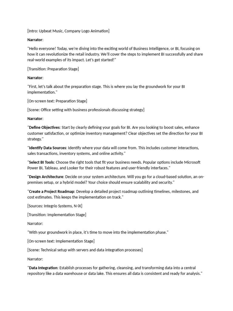 BI Implementation Script | PDF