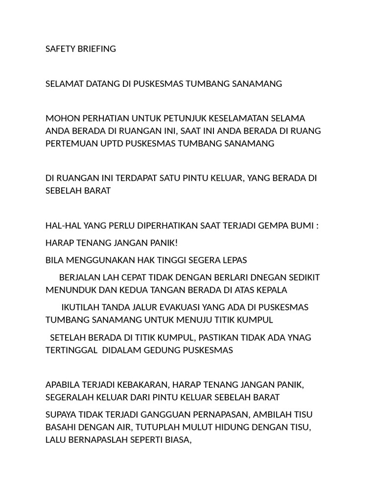 Safety Briefing | PDF