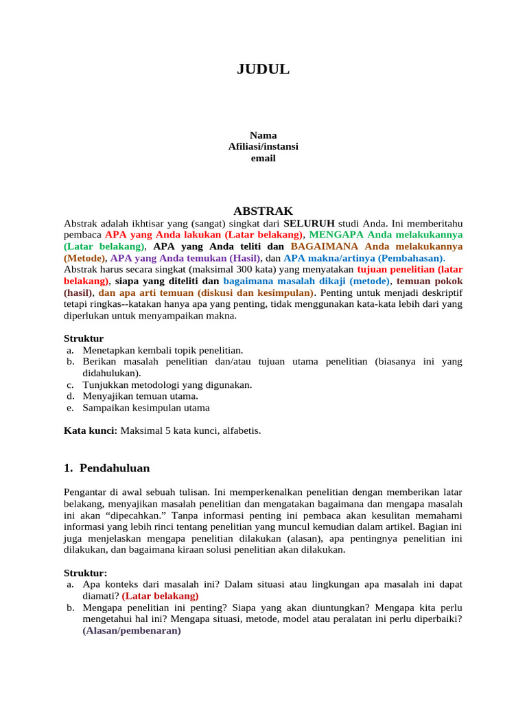 Kerangka Penulisan Jurnal | PDF