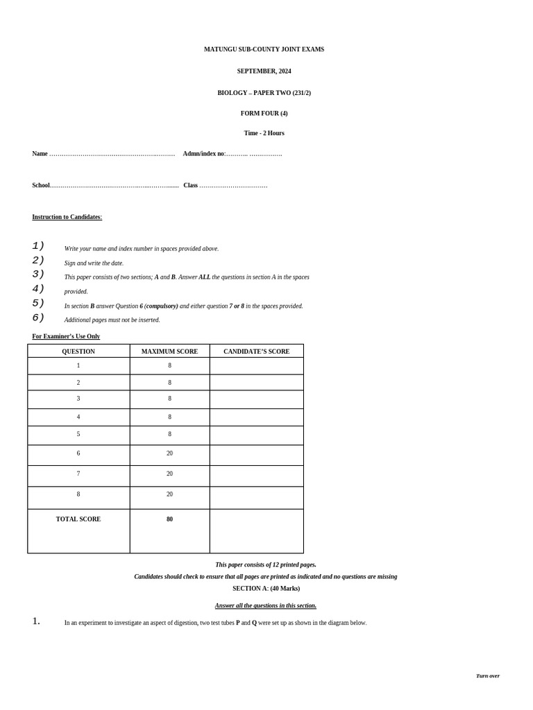 Biology PP2 1 3 | PDF