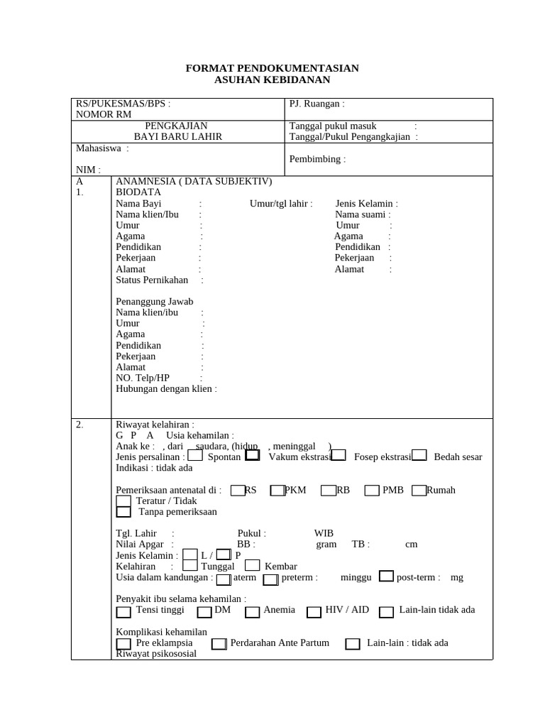 Format Askeb BBL | PDF