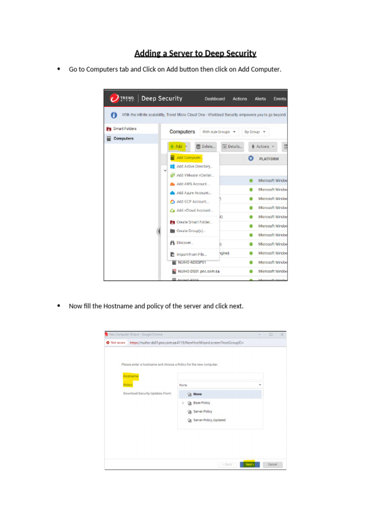 Adding A Server To Deep Security | PDF