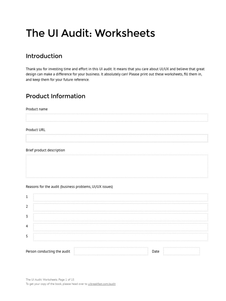 The UI Audit Worksheets | PDF