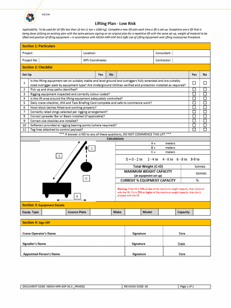 Lifting plan form | PDF
