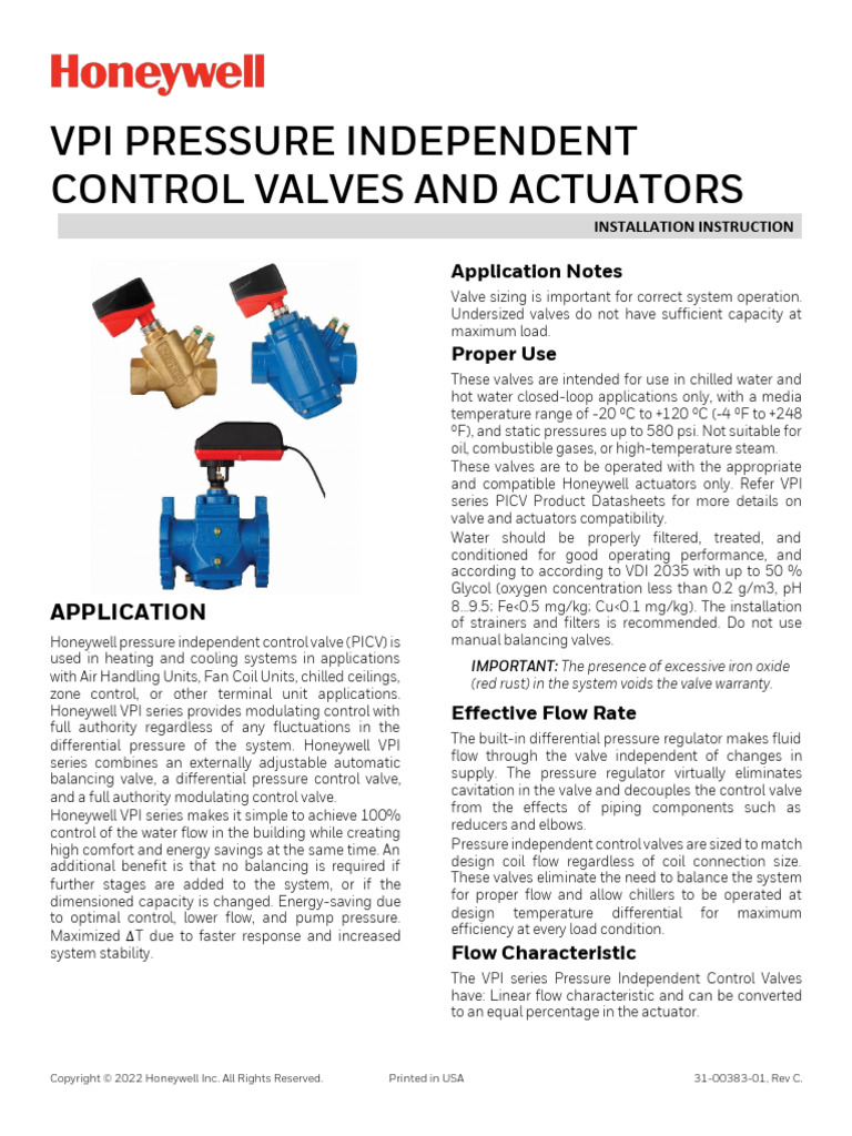 HONEYWELL PICV VPI Series | PDF