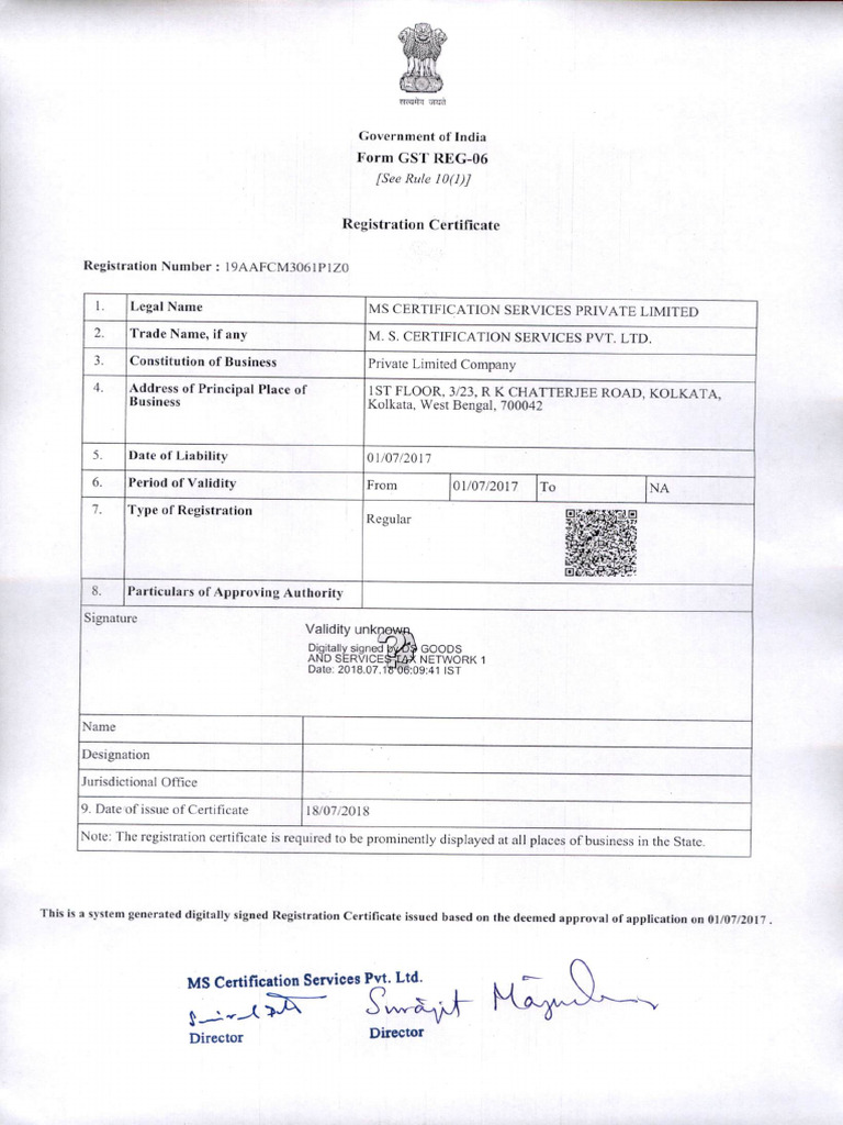 GST CERTIFICATE | PDF