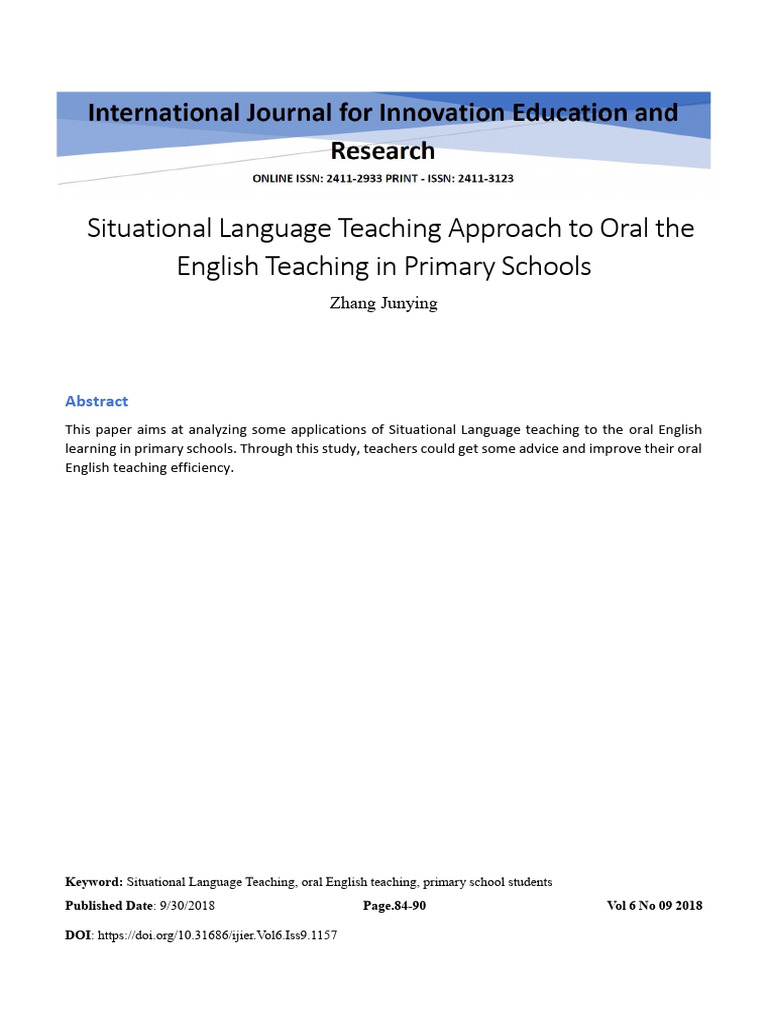 Situational Language Teaching Approach To Oral The | PDF | Language ...