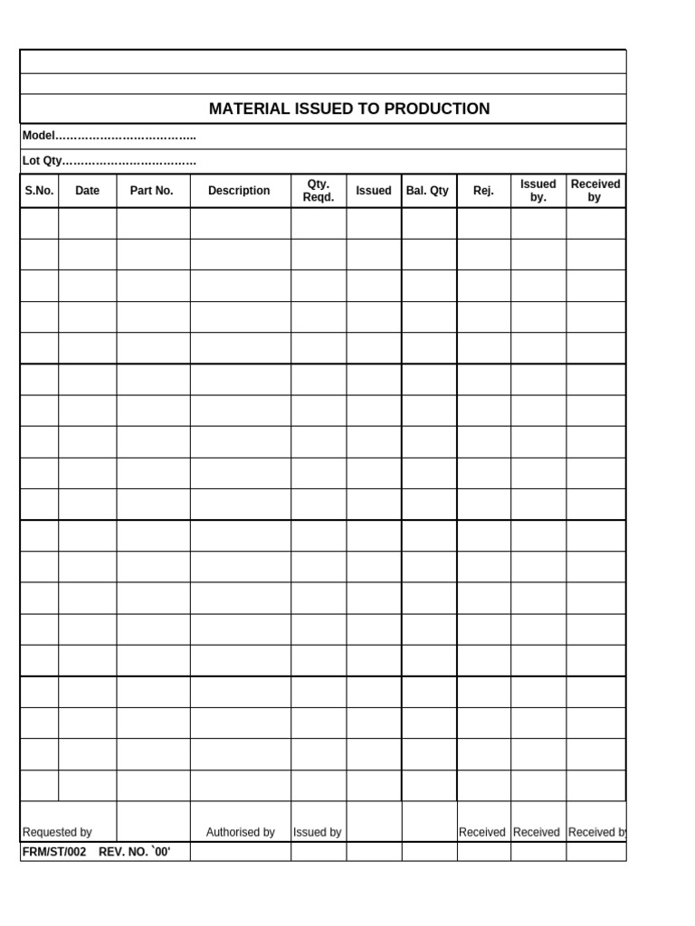 ST-002 Material Issued To Machine Shop | PDF