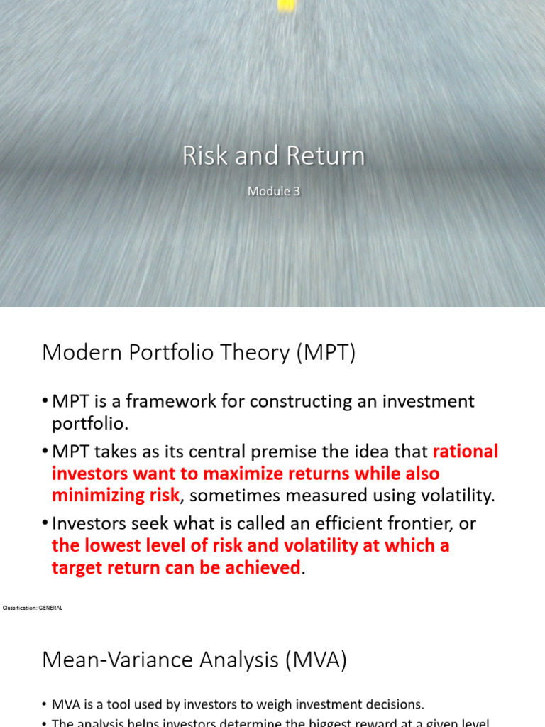 Module 3. Risk and Return | PDF