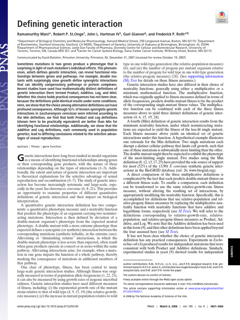 Defining Genetic Interaction | PDF