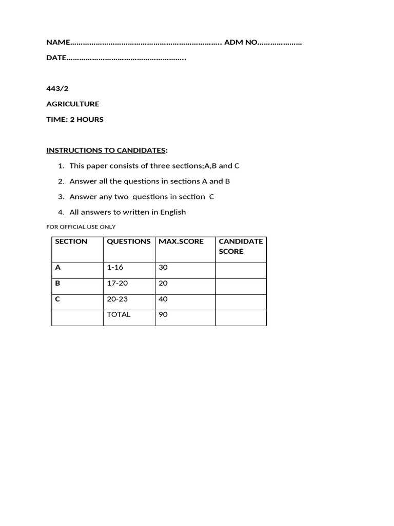 Agriculture f3t3 Pp2 Ms | PDF