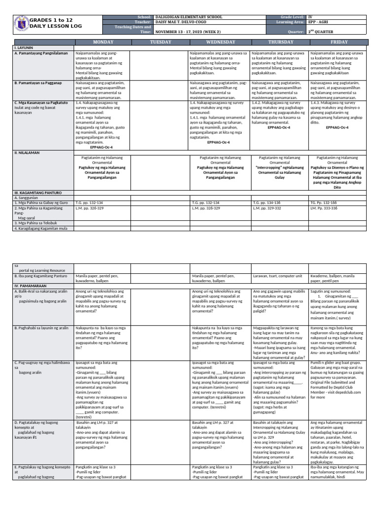 DLL - Epp 4 - Q2 - W2 | PDF