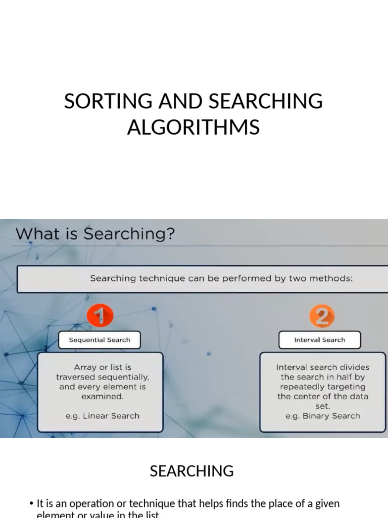 Sorting and Searching Algorithms | PDF