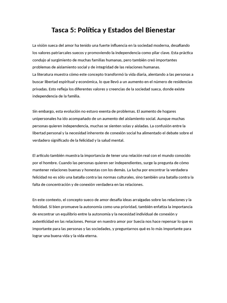 Tasca 5 Política y Estados Del Bienestar | PDF