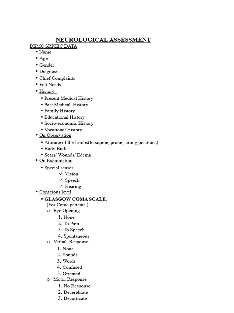 Neurological Assessment | PDF