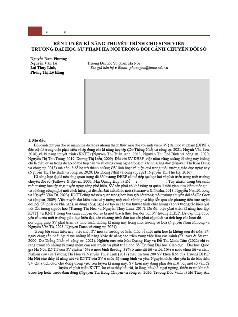 RN Luyn K NNG Thuyt TRNH Cho Sinh Vin TRNG I HC S PHM H Ni Trong Bi CNH Chuyn I S | PDF