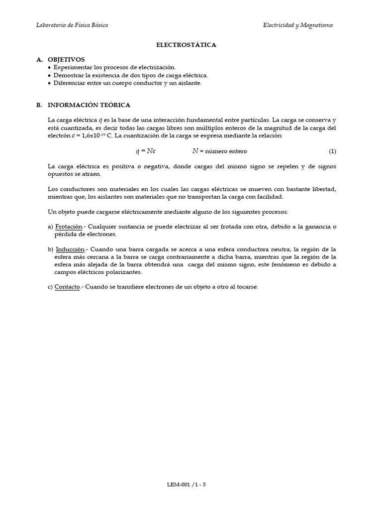 LE-001 Electrostatica | PDF