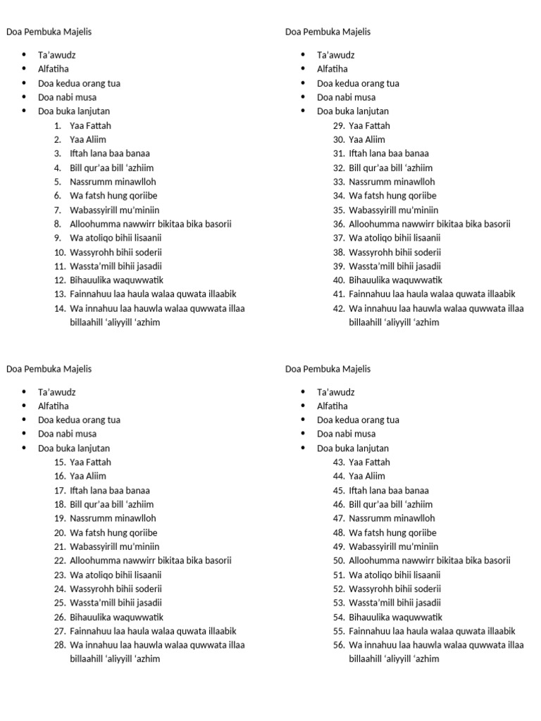 nana doa pembuka majelis ummi | PDF