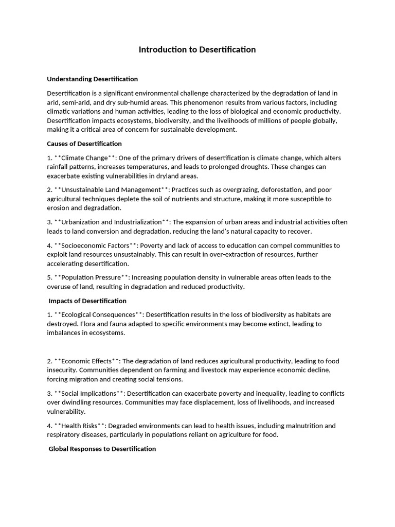 Introduction To Desertification | PDF