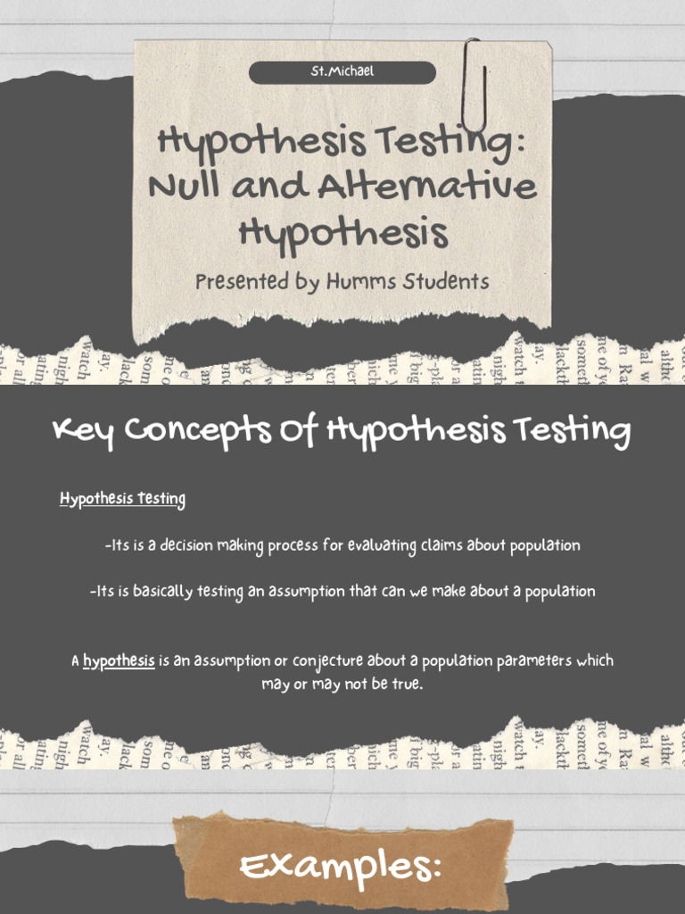 Hypothesis Testing: Null and Alternative Hypothesis | PDF