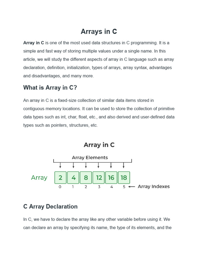Arrays in C | PDF | C (Programming Language) | Data Type