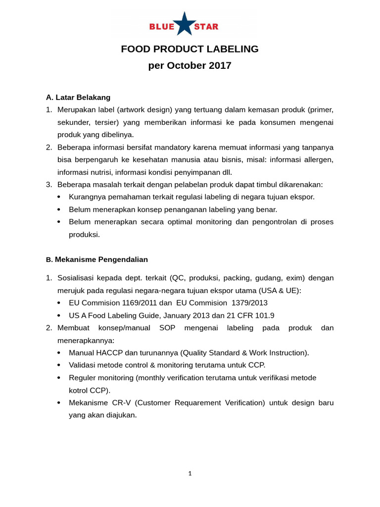 Food Product Labelling | PDF