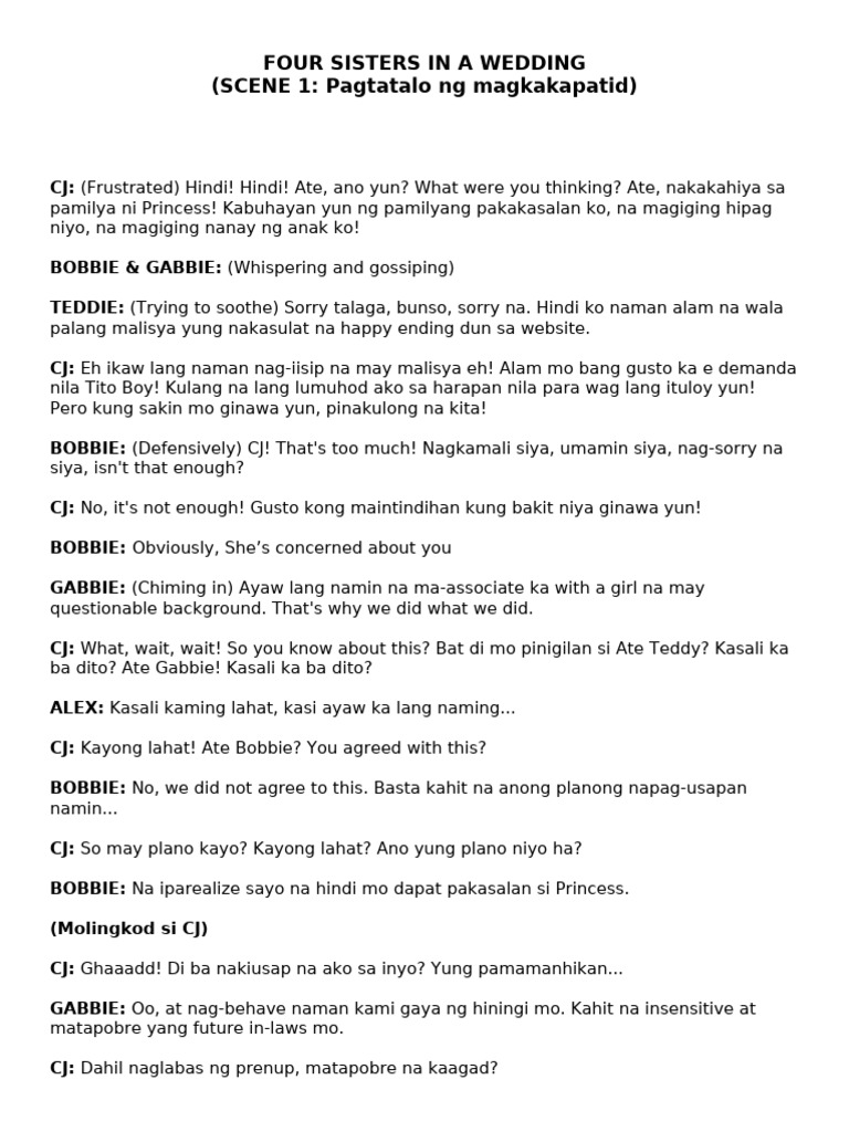 Four Sisters in A Wedding Script | PDF