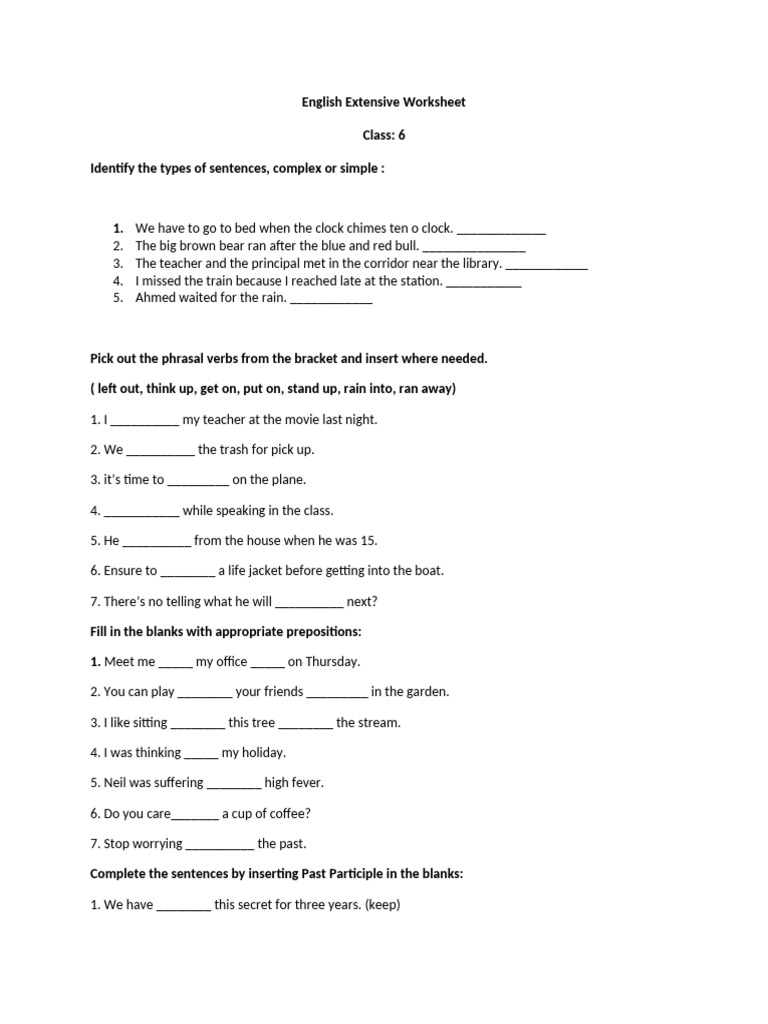 English Extensive Worksheet 4new | PDF