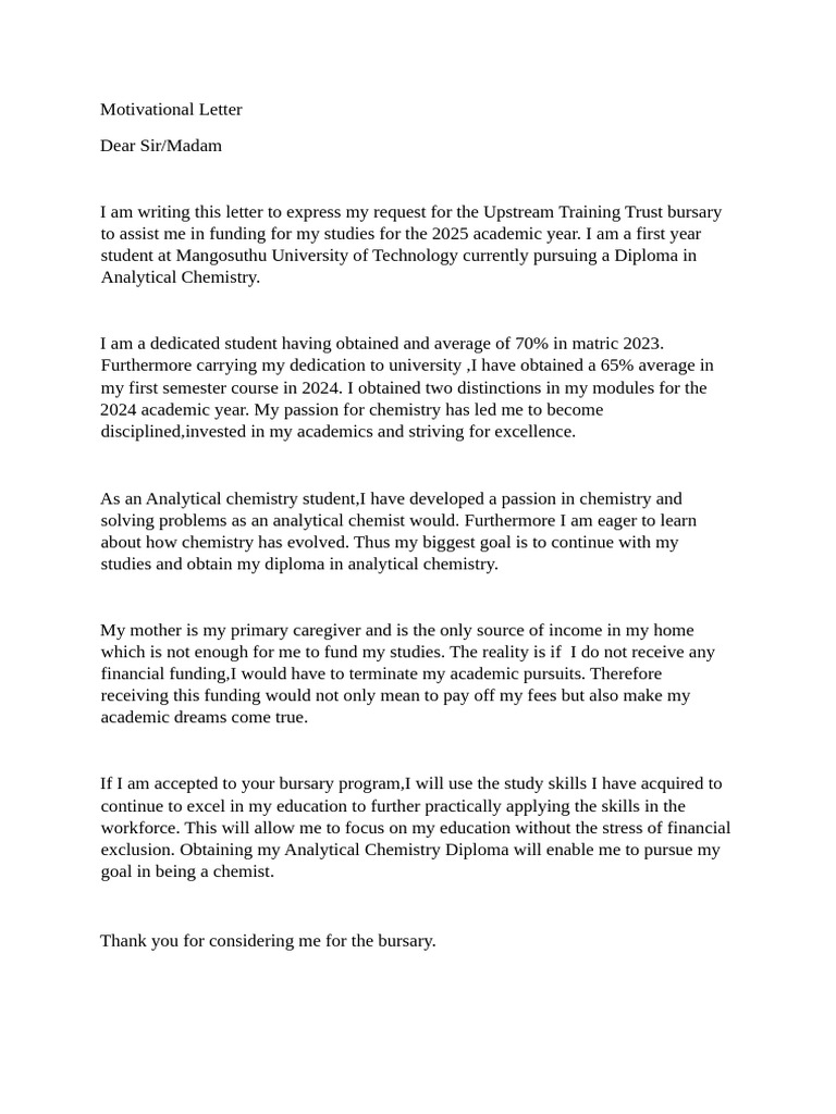 Motivational Letter | PDF